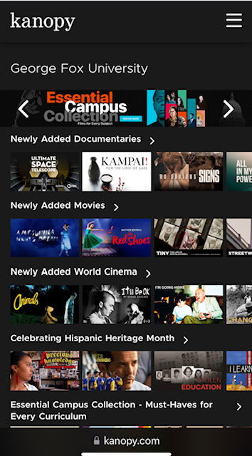 Kanopy Video-Streaming Platform – George Fox University Library Blog